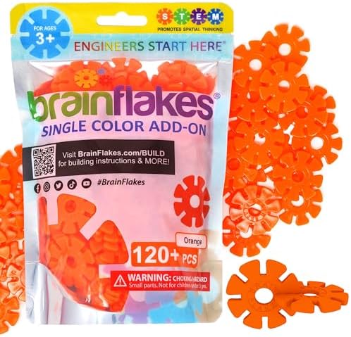 Brain Flakes Single Color Add-on - 120 Pieces - Resealable Pouch - Orange