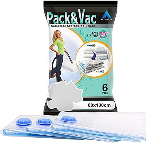 1ABOVE Pack of 6 Vacuum Compressed Storage Bags, Mould Moisture and Bug ...
