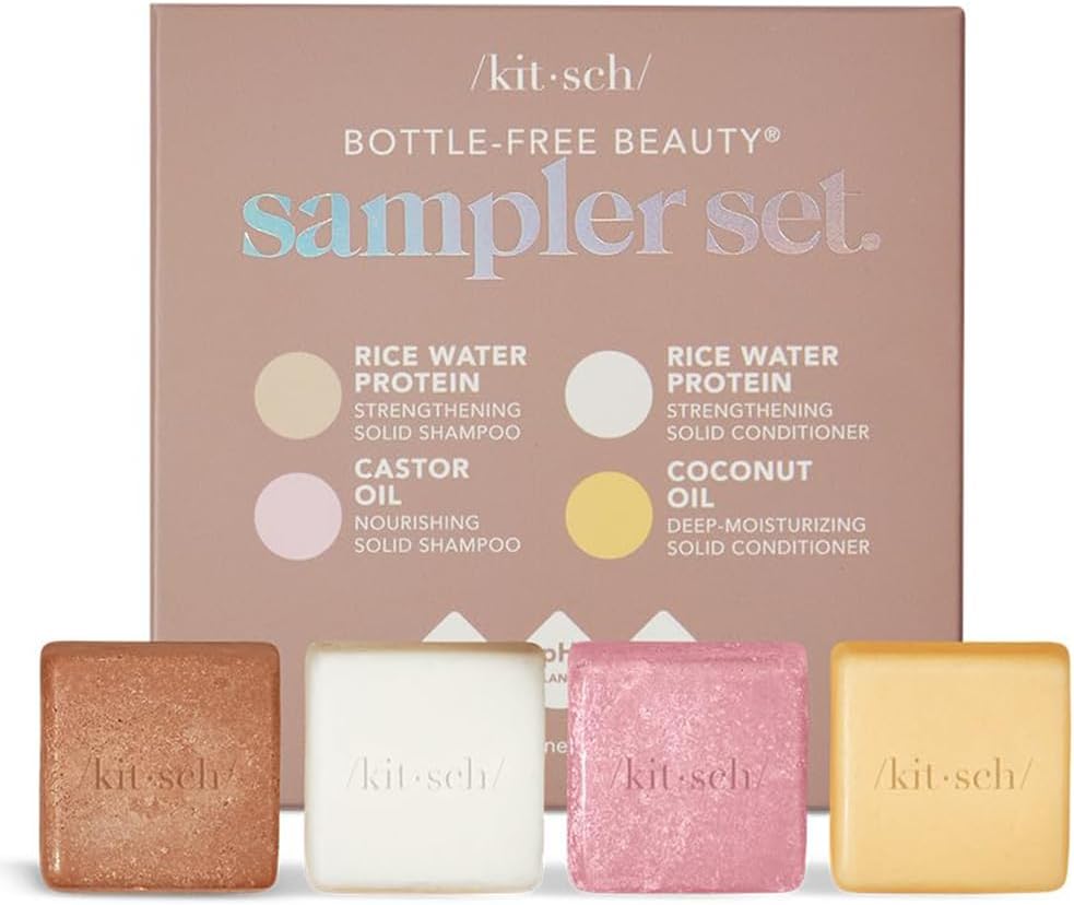 Amazon.com : Kitsch 4pc Sampler Solid Shampoo and Conditioner Bar Set ...