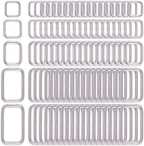 Swpeet 100 Pcs Assorted Metal Rectangle Ring, Webbing Belts Buckle for ...