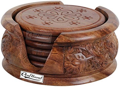 HOKIPO® Eco-friendly Bamboo Wooden Coasters for Home Pan Pot Holder for ...