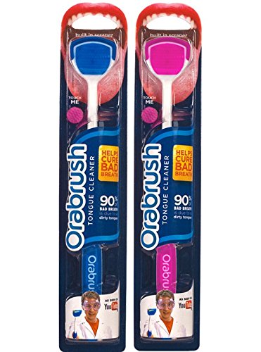 Orabrush Couple Pack Tongue Cleaner - Pack of 2 (Blue and Pink ...