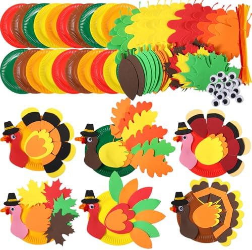Amazon.com: Amscan 3 Pack Thanksgiving Turkey Craft Kit | Makes 12 ...