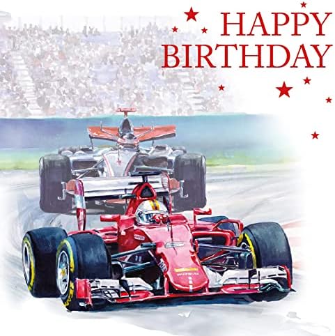 Formula One Happy Birthday Card with Watercolour Image and Red Foil ...