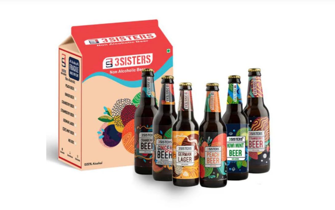 3 Sisters Non Alcoholic Beer - Assorted Flavors Box (Pack of 6 Bottles) - 330ML Each : Amazon.in ...