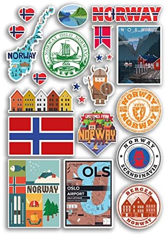 A4 Sticker Sheet Norway Vinyl Stickers - Norwegian Oslo Landmarks City ...