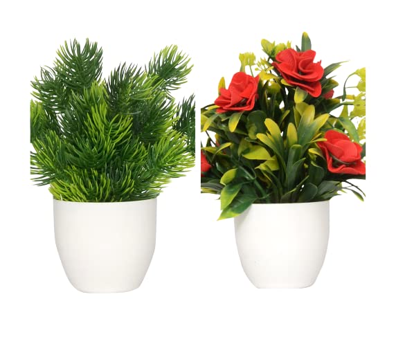 Buy HARIL Artificial Shrubs & Rose Flower with Pot (6) Online at Low ...