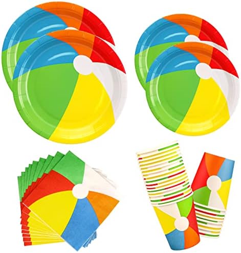 Amazon.com: TWOWYHI 108PCS Beach Theme Party Supplies for 24 Guests ...