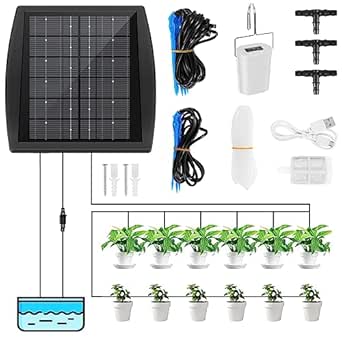 Amazon.com : Solar Irrigation Kit Solar Automatic Plant Watering ...