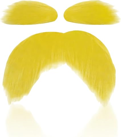 3Pcs Fake Moustache and Eyebrows,Yellow lorax Costume Mustache ...