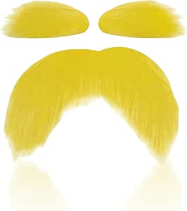 3Pcs Fake Moustache and Eyebrows,Yellow lorax Costume Mustache ...