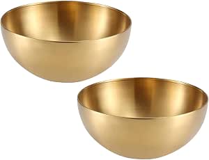 Amazon.com | Gold Bowls Stainless Steel Bowls Set 5.9 Inch Gold Serving ...