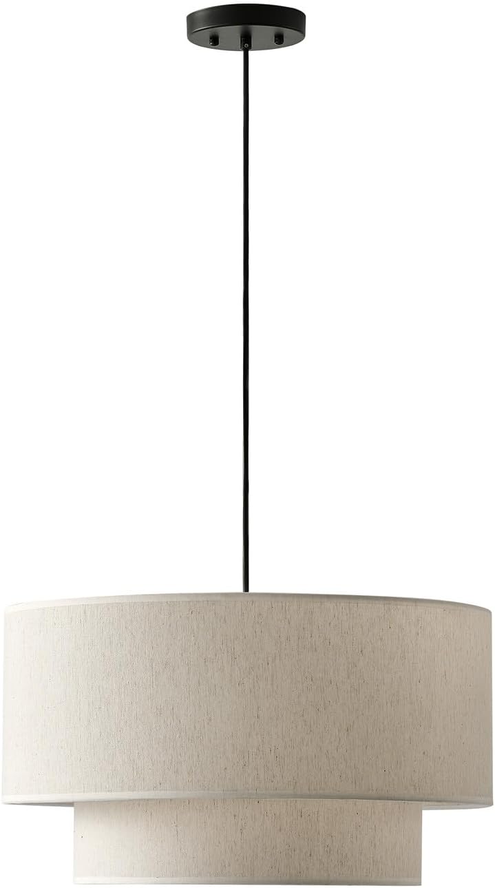 Farmhouse Pendant Light Fixtures, 2-Tier Drum Pendant Lighting with ...