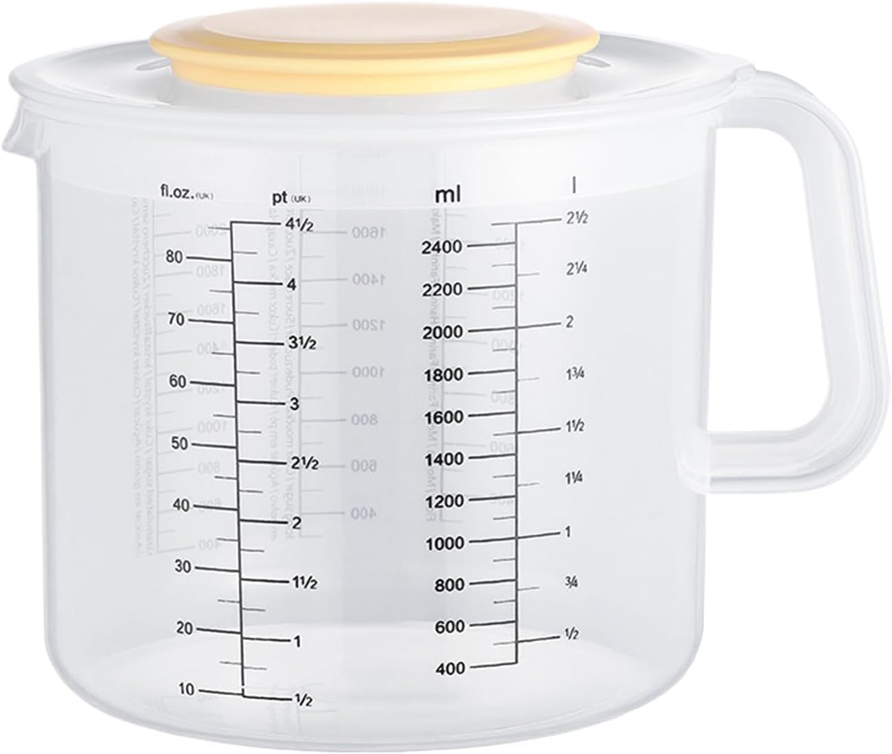 Amazon.com: Plastic Measuring Cup, Large Measuring Cup with Lid, 2400ml Plastic Mixing Bowl with ...