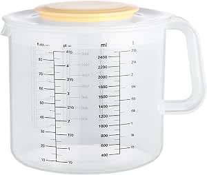 Amazon.com: Plastic Measuring Cup, Large Measuring Cup with Lid, 2400ml ...