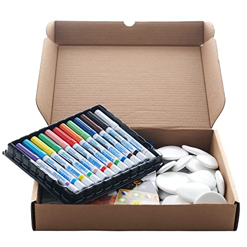 Kalapanta Rock Painting Kit with 12 Water Based Markers and Recycled ...