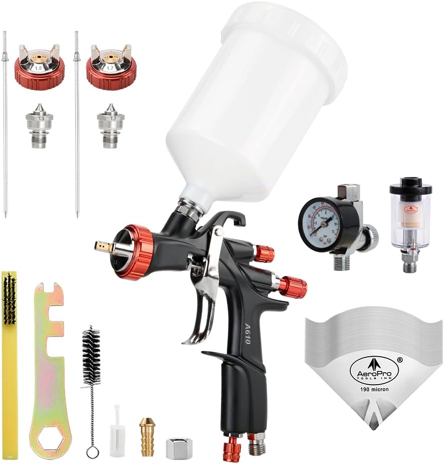 Amazon.com : AEROPRO Tools A610 LVLP 1.3/1.5/1.7mm Air Spray Gun kit ...