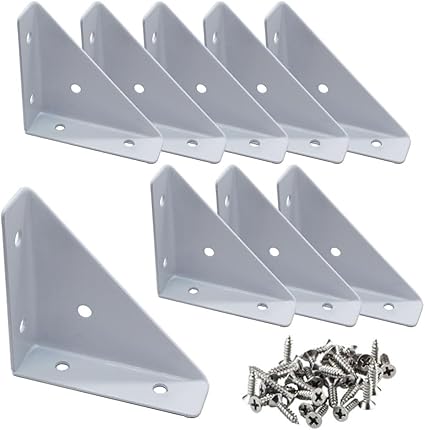 10 Pcs White Corner Brackets,Metal Triangular Shaped Corner Bracket ...