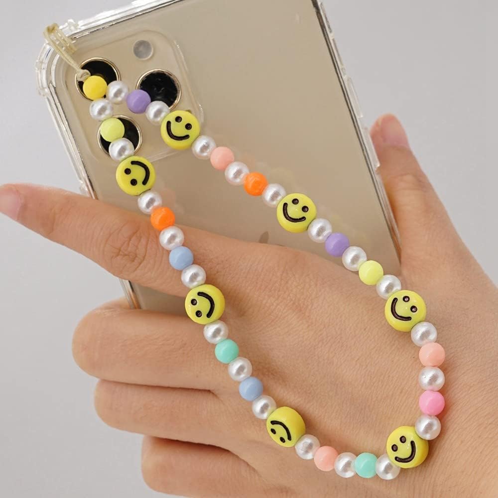 Amazon.com: SYSUII Beaded Mobile Phone Lanyard Wrist Strap, Kawaii ...