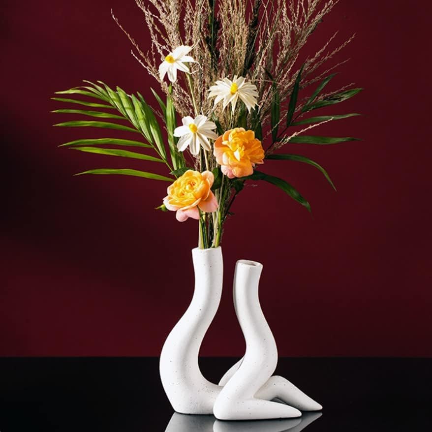 Amazon.com: 2 Pieces White Ceramic Vase Minimalist Human Body Shape ...