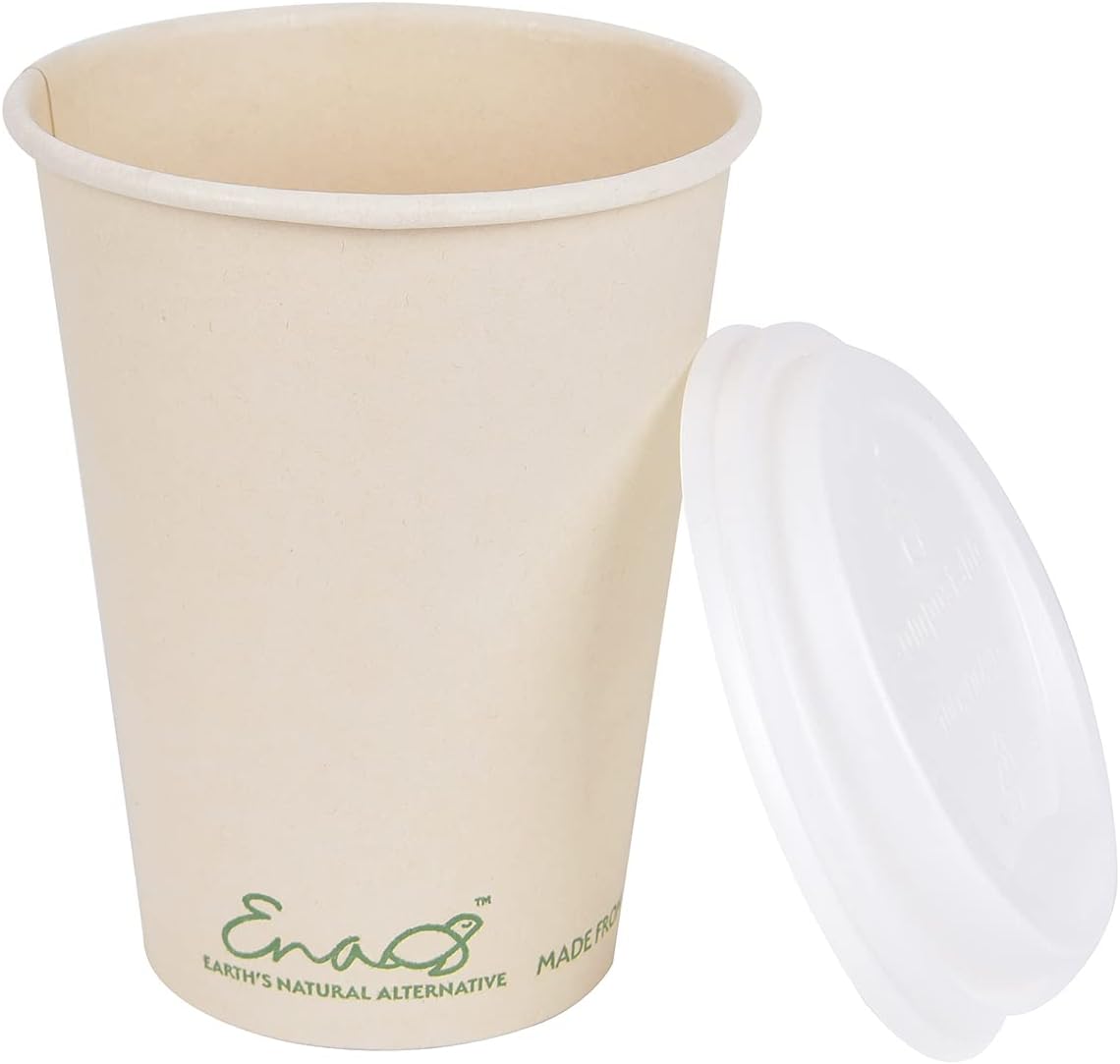 Amazon.com: 100% Compostable Disposable Coffee Cups with Lids [12oz 80 ...