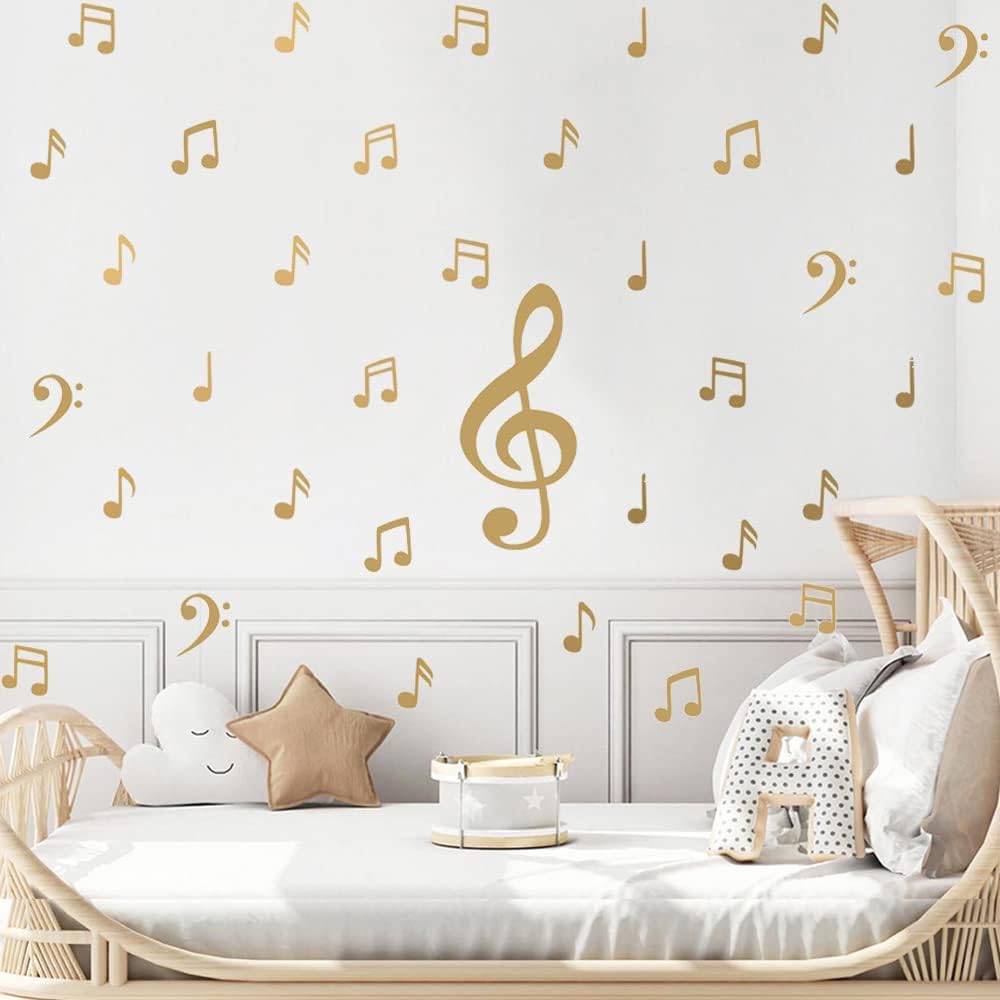 Amazon.com: Set of 20 Vinyl Wall Art Decals - Music Notes - from 6" to ...