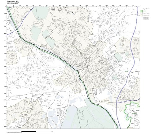 ZIP Code Wall Map of Trenton, NJ ZIP Code Map Laminated: Amazon.com ...