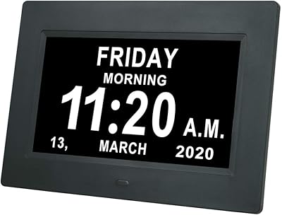 YCOO Dementia Clocks, Day Date Digital Clock with Sun/Moon Icons, Large ...