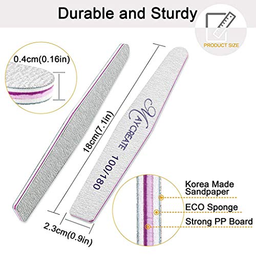 MAYCREATE 20PCS Nail Files Shaper Professional File Set Curved ...