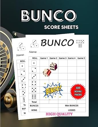 Amazon.com: bunco score sheets: Elegant Dice Game Record Keeper Book ...
