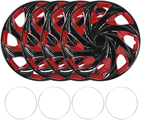 15 Inch Wheel Cover Hubcaps, 4pcs Black Red Wheel Rims Cover Hubcaps ...
