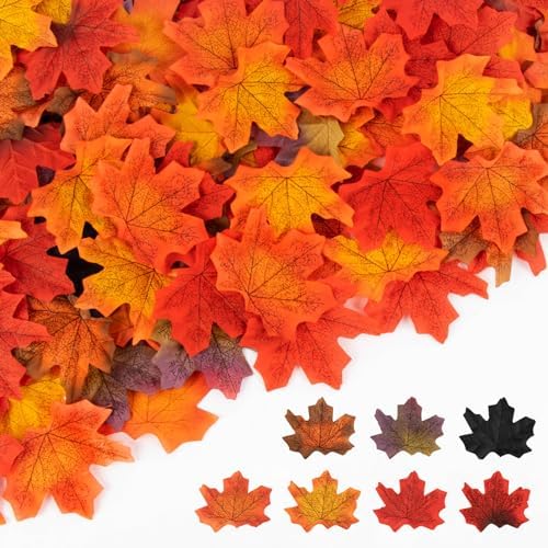 350PCS Fake Fall Leaves Decor - Thanksgiving Fall Table Decor Fake ...