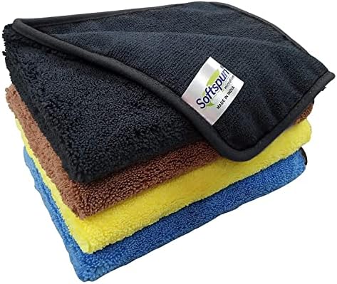 SOFTSPUN Microfiber Cloth - 10 pcs 40x40 cms 340 GSM Multi-Color! Thick ...