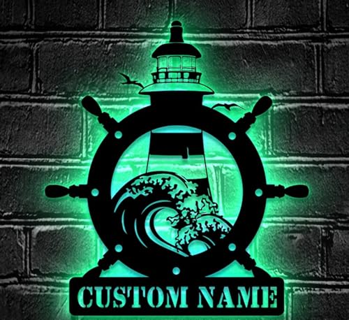Amazon.com: CALILI Custom Name With Led Light - Custom Lighthouse Metal ...