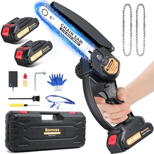 Mini Chainsaw with Battery - Vikeri 6 Inch Battery Saw with 2 Batteries ...