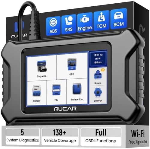 MUCAR CS5 OBD2 Scanner, Car Scanner Diagnostic Tool for 5 System (ABS ...