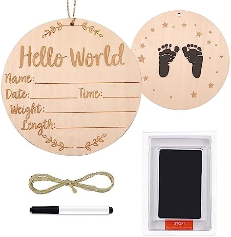 Amazon.com: Baby Announcement Sign, 5.9 inch Double Side Wooden Birth ...