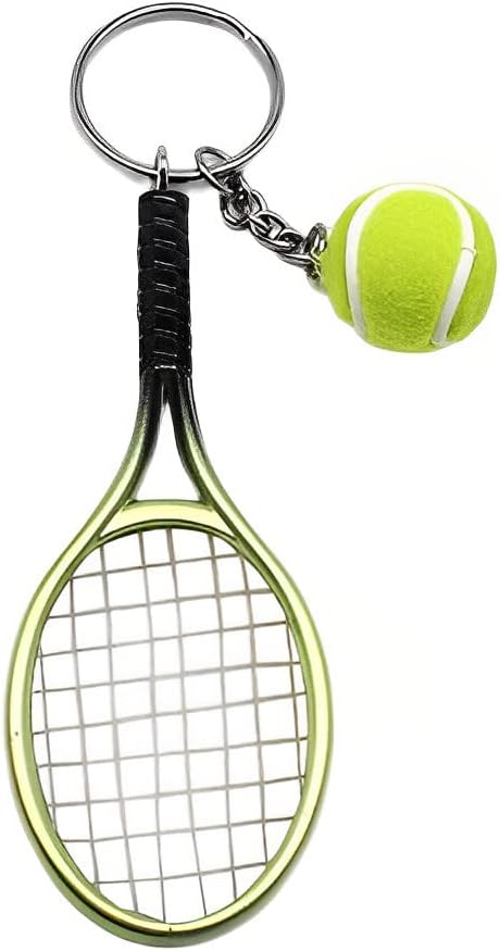 Guqqeuc Mini Tennis Keychain for Women Men Tennis Ball and Racket Key ...
