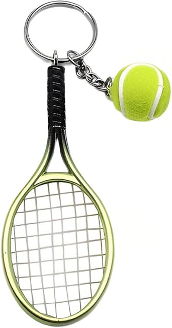 Guqqeuc Mini Tennis Keychain for Women Men Tennis Ball and Racket Key ...