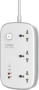 LDNIO SC3416 Universal Electrical Cord Strip 3 Outlets 4 GaN USB Port ...