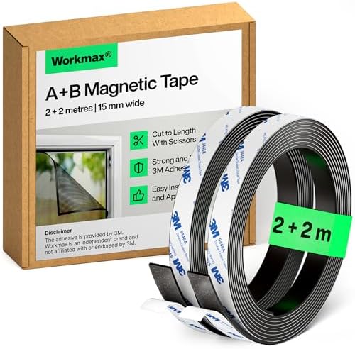 WORKMAX® A+B Magnetic Tape for Fly Screens and Mosquito Nets (2+2 m ...