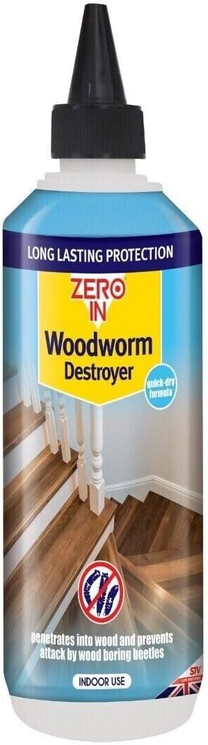 Zero In Woodworm Destroyer – 250 ml Wood Preservative Ready-to-Use ...