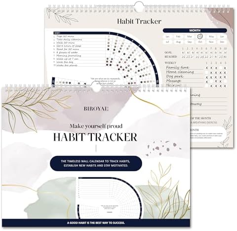 Amazon.com: BIROYAL Habit Tracker Calendar (Undated 12 Months) - Daily ...