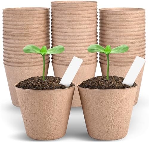 Amazon.com: ARGCONNER 4 Inch Peat Pots, 50PCS Biodegradable Plant ...