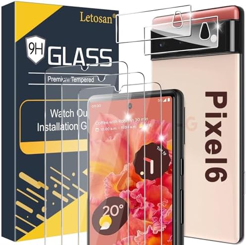 [3+2 Pack] Glass Screen Protector for Google Pixel 6 5G, 9H Tempered ...