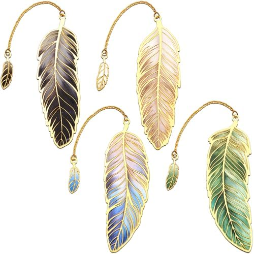 Amazon.com: Uideyvi 4 PCS Metal Bookmarks, Beautiful Metal Feather ...
