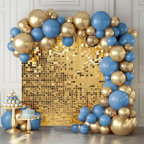 Shimmer Wall Backdrop Light Gold Wall Panels 12Pcs Square Sequin ...