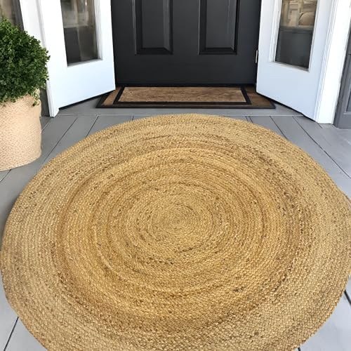 Amazon.com: HomeInGoods Handwoven Jute Area Rug - 3 feet Round ...
