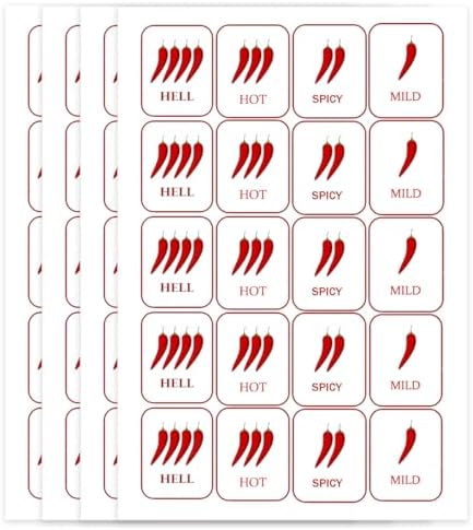 Amazon.com : Generic 4-Level Spicy Indicator Stickers Red Chili Pepper ...