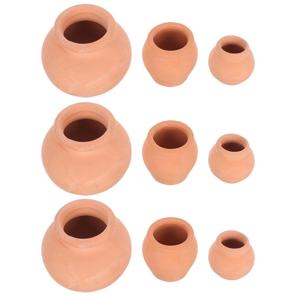 Amazon.com: 9pcs Mini Terracotta Pots Dollhouse Cotta Planter Clay ...
